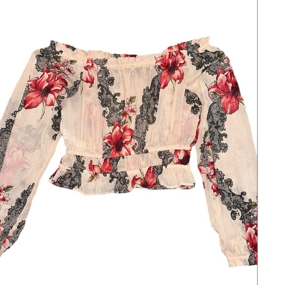 Tops | Floral Offshoulder Top Red And Black | Poshmark